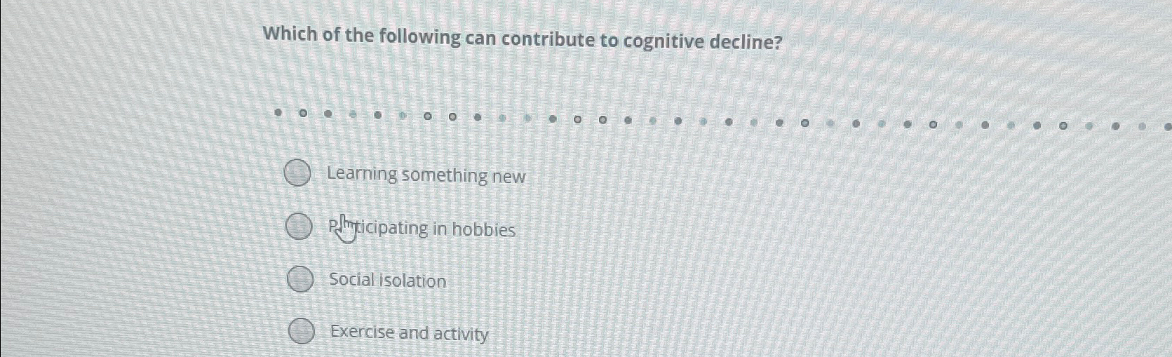 Solved Which of the following can contribute to cognitive | Chegg.com