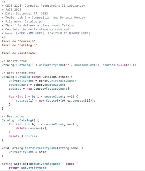 Solved | } else \{ \} void Course: :setNameSize (std: : | Chegg.com