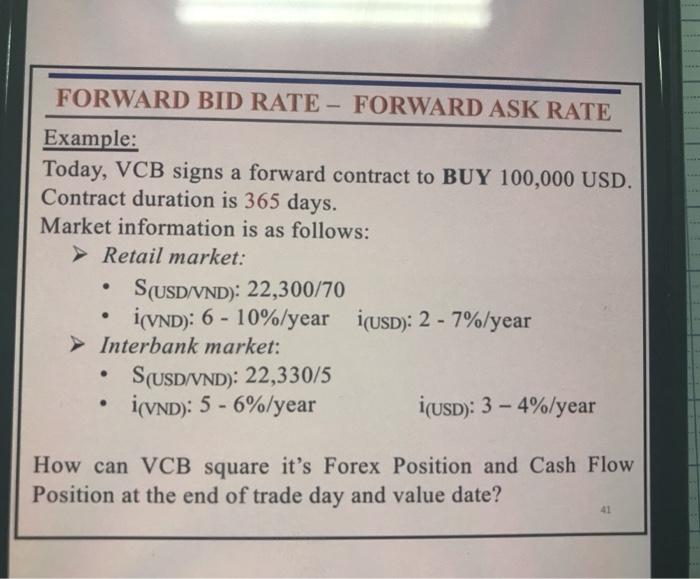 FORWARD BID RATE - FORWARD ASK RATE Example: Today, | Chegg.com