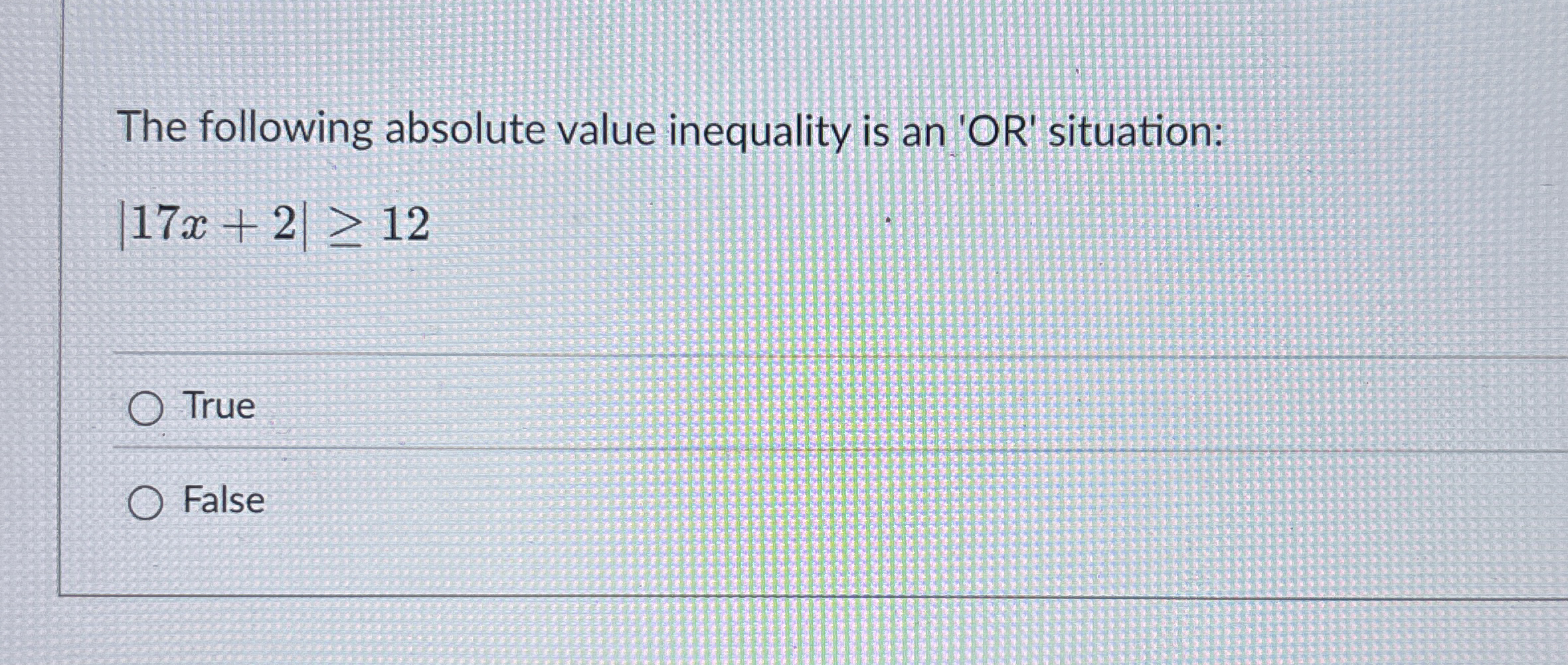 Solved The following absolute value inequality is an 'OR' | Chegg.com