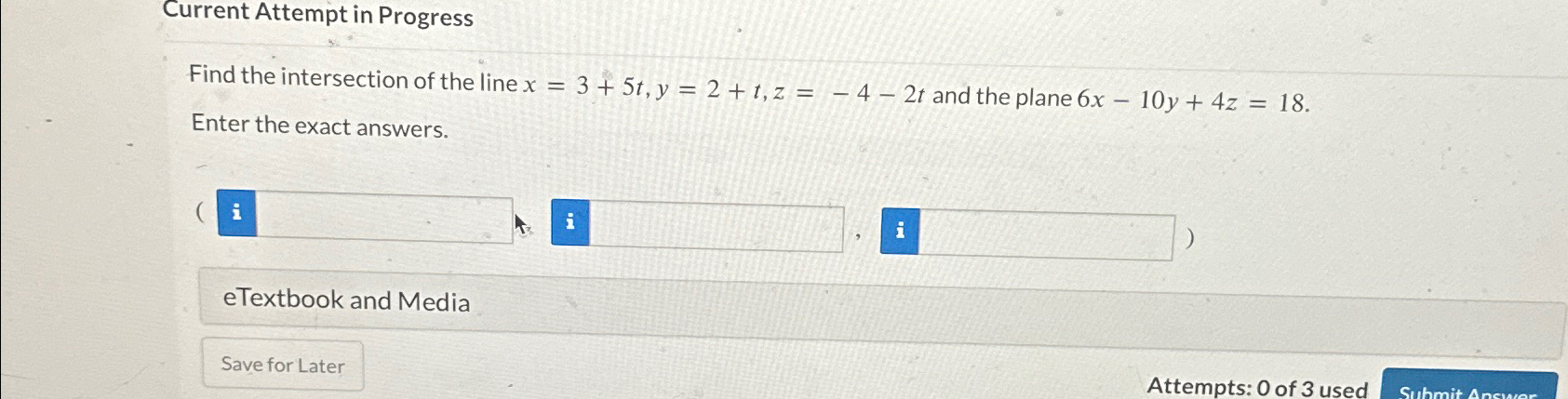 Solved Current Attempt in ProgressFind the intersection of | Chegg.com