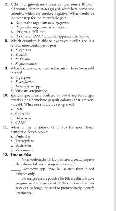 Solved 7. A 24-hour growth on a urine culture from a | Chegg.com