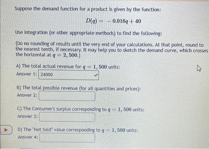 Solved Suppose the demand function for a product is given by | Chegg.com