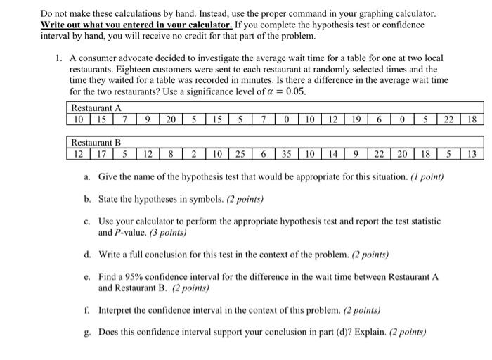 Solved Do not make these calculations by hand. Instead, use | Chegg.com