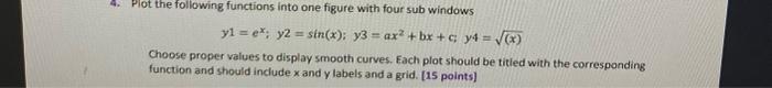 Solved y1=ex;y2=sin(x);y3=ax2+bx+c;y4=(x) Choose proper | Chegg.com