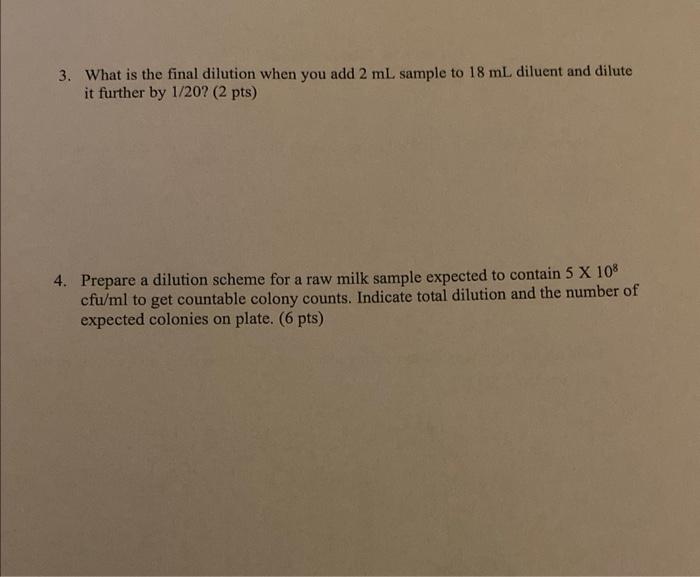 Solved Show all work. 1. Prepare a 20 mL of a 1/100 | Chegg.com