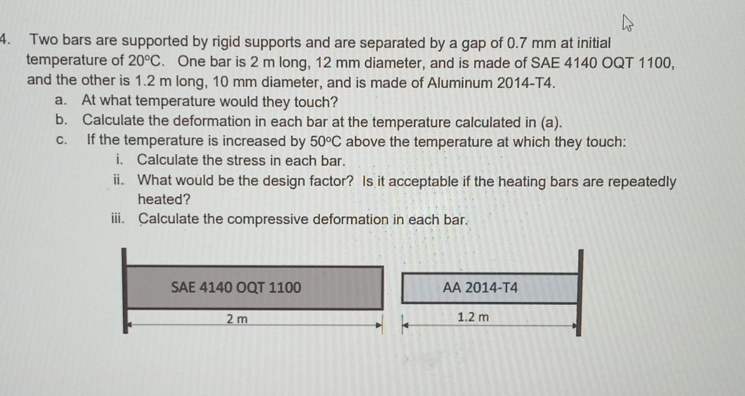 Solved Two bars are supported by rigid supports and are | Chegg.com