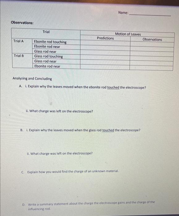 Solved Observations: Analyzing and Concluding A. i. Explain | Chegg.com