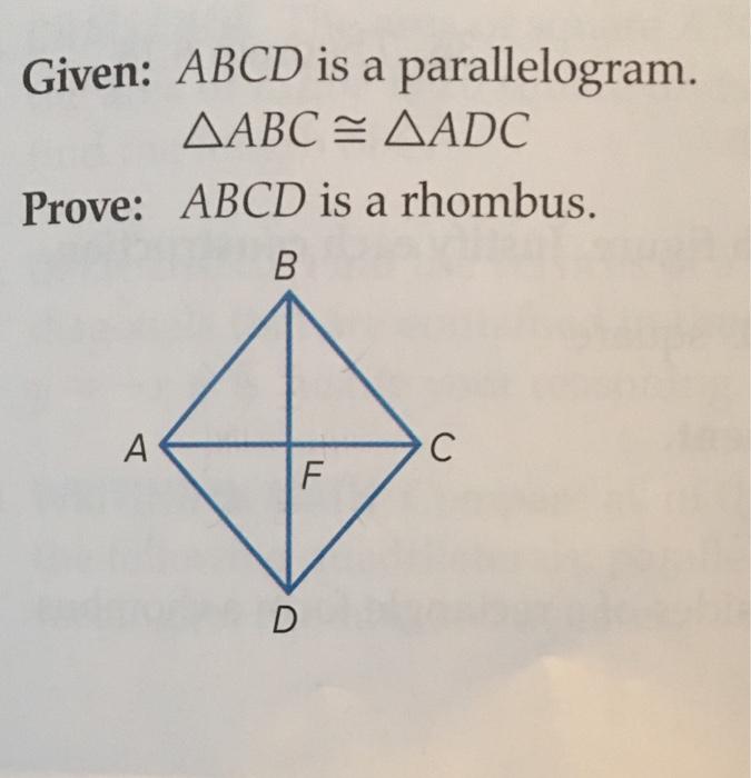 Solved a Given: ABCD is a parallelogram. AABC = AADC Prove: | Chegg.com