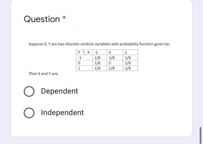 Solved Question Suppose X Y Are Two Discrete Random 1929