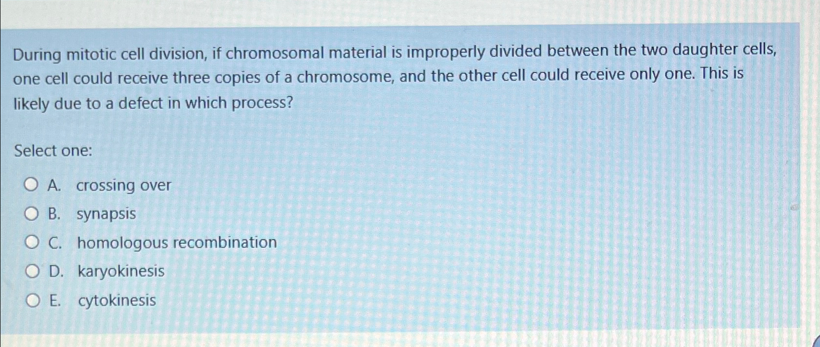Solved During mitotic cell division, if chromosomal material | Chegg.com