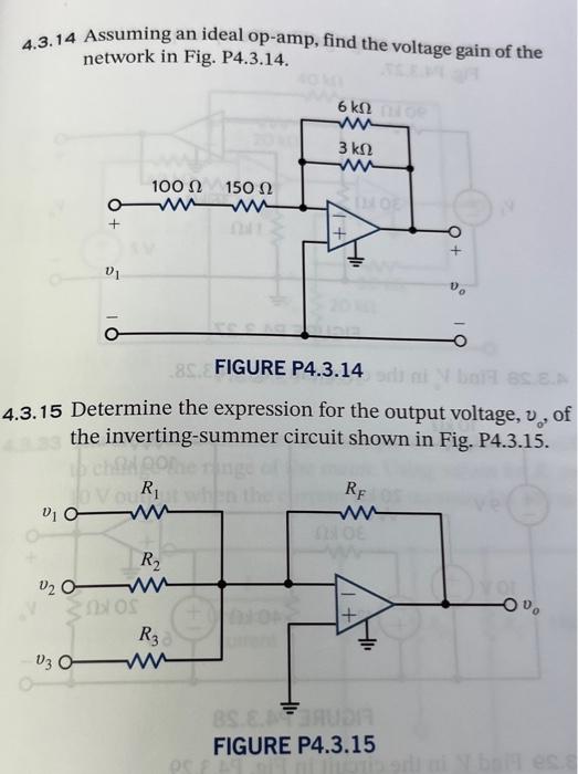 Solved 4.3.14 Assuming an ideal op-amp, find the voltage | Chegg.com