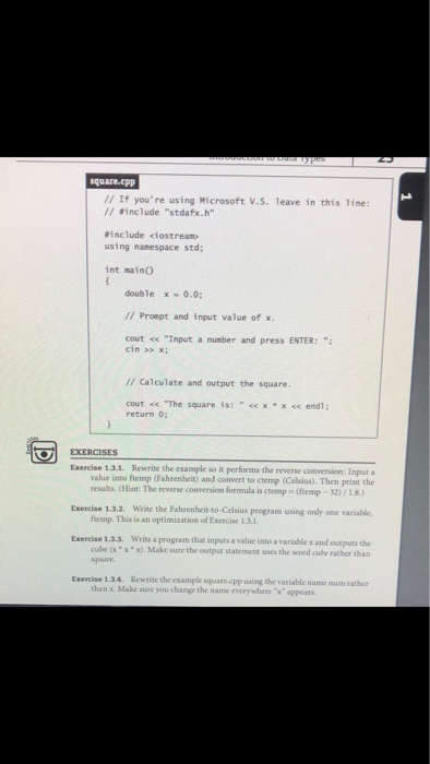 Solved square.cpp // If you're using Microsoft V.S. Teave in | Chegg.com