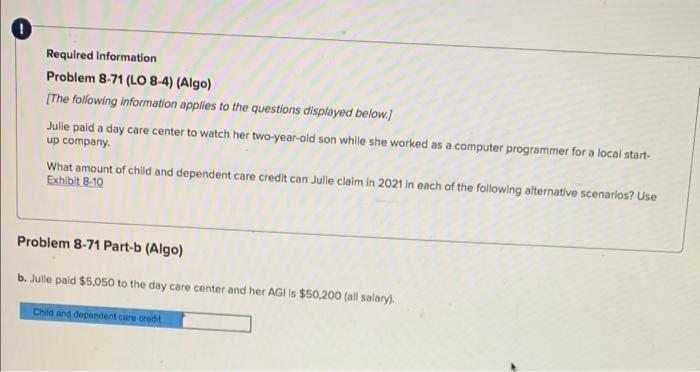 Solved Required Information Problem 8-71 (LO 8-4) (Algo) | Chegg.com