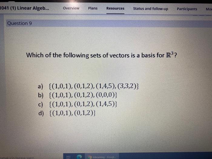Solved 1041 (1) Linear Algeb... Overview Plans Resources | Chegg.com
