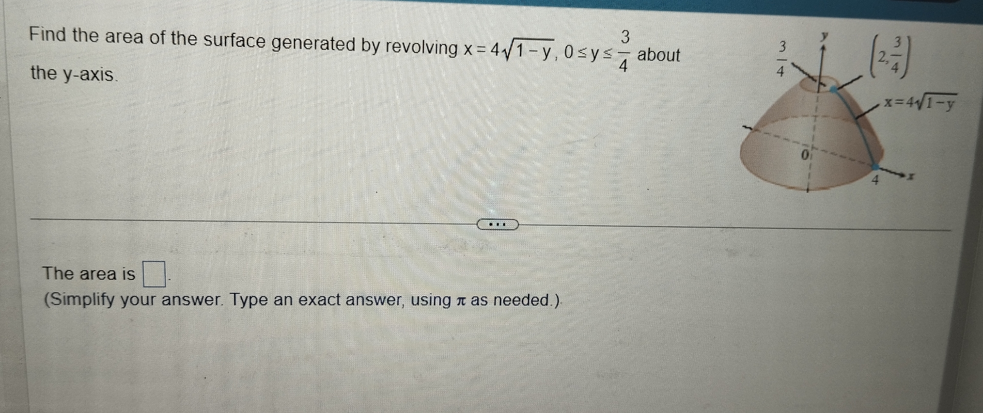 Solved Find the area of the surface generated by revolving | Chegg.com