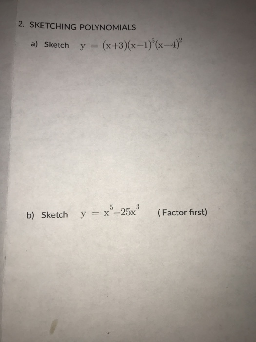 Solved 2. SKETCHING POLYNOMIALS a) Sketch y = | Chegg.com