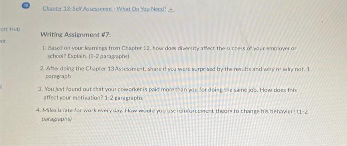 Solved Writing Assignment \#7: 1. Based on your learnings | Chegg.com