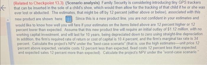 Solved (Related to Checkpoint 13.3) (Scenario analysis) | Chegg.com