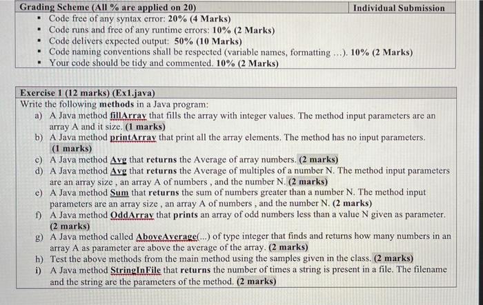 Solved Grading Scheme (All % are applied on 20) Individual | Chegg.com