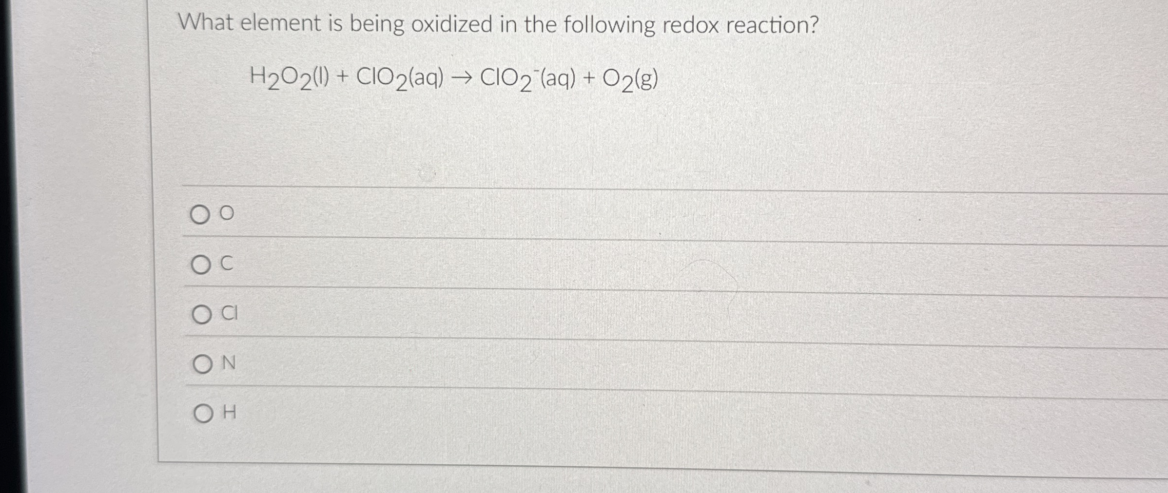 Solved What element is being oxidized in the following redox | Chegg.com