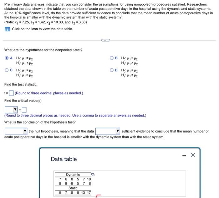 Solved Preliminary data analyses indicate that you can | Chegg.com