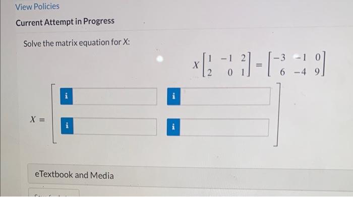 Solved Solve the matrix equation for X : | Chegg.com