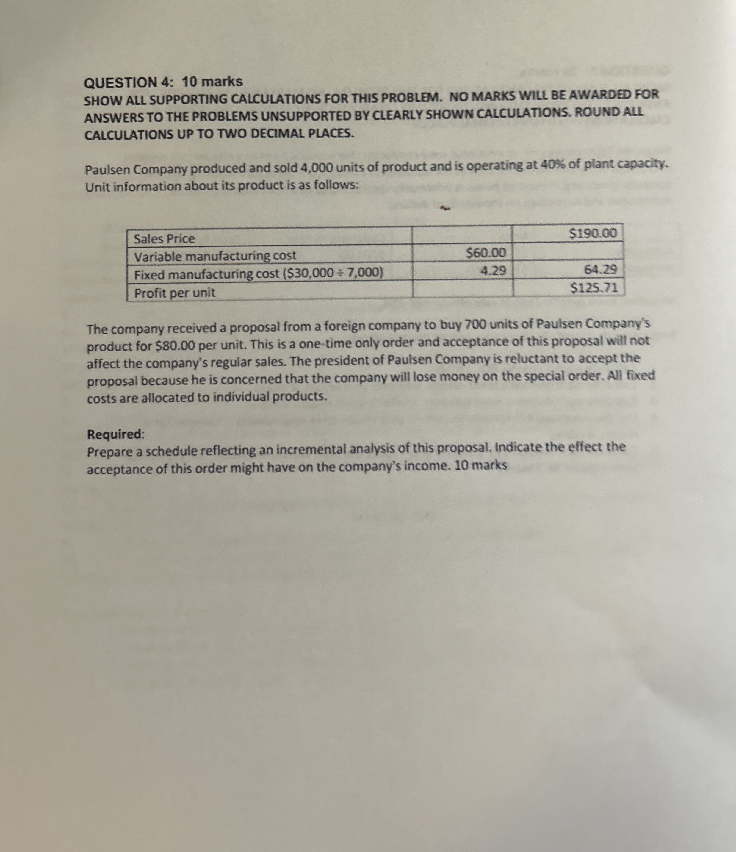 Solved QUESTION 4: 10 ﻿marksSHOW ALL SUPPORTING CALCULATIONS | Chegg.com