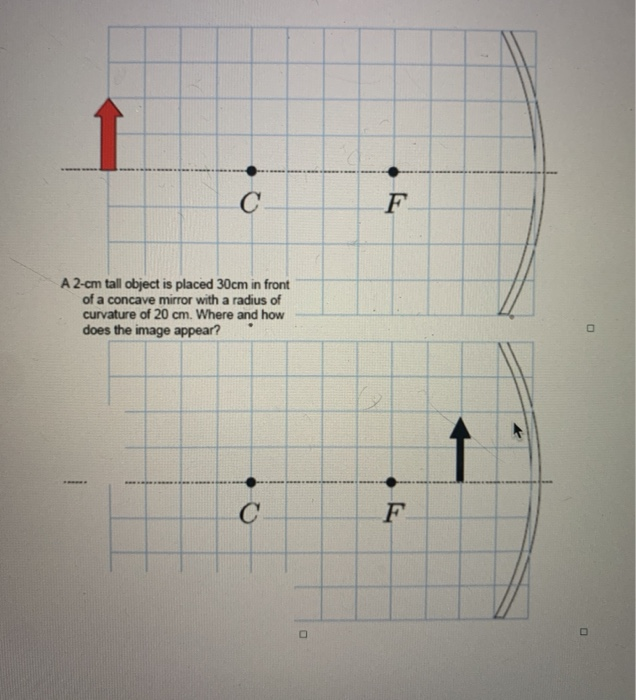 Solved С F A 2-cm tall object is placed 30cm in front of a | Chegg.com