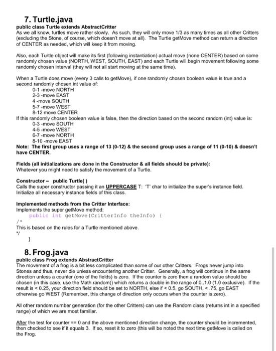 Solved 2. AbstractCritter.java public abstract class | Chegg.com Solved 2. AbstractCritter.java public abstract class | Chegg.com