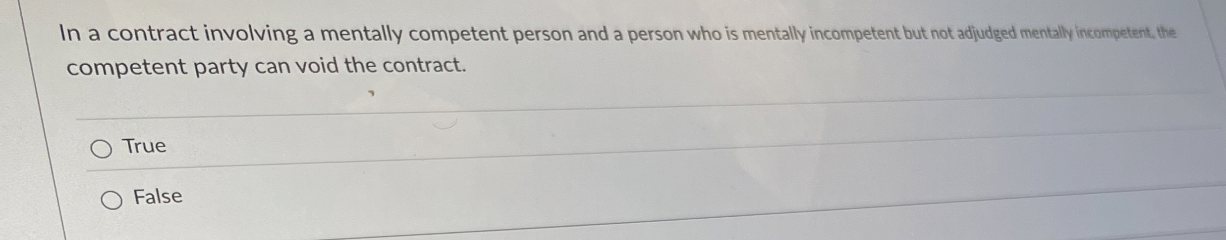 Solved In a contract involving a mentally competent person | Chegg.com