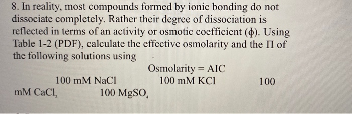 activity coefficient table