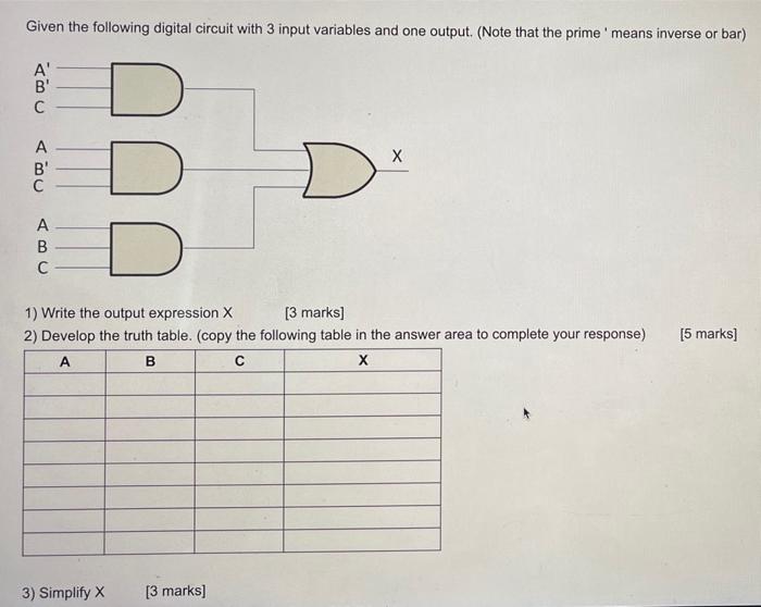Solved Given the following 3-input truth table. a. Write the | Chegg.com