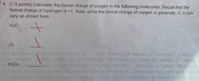 Solved 4. (7.5 points) Calculate the formal charge of oxygen | Chegg.com