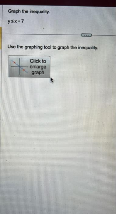 Solved Graph the inequality. y≤x+7 Use the graphing tool to | Chegg.com