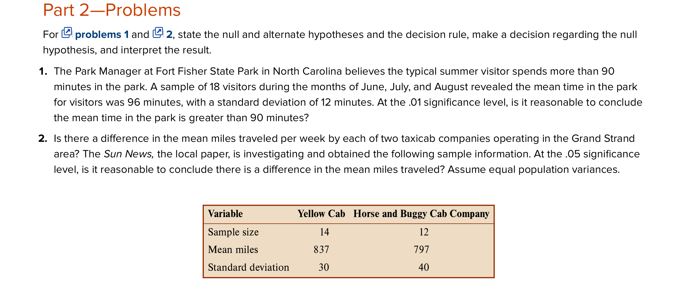 Solved Part 2-ProblemsFor ﻿problems 1 ﻿and , ﻿state the | Chegg.com