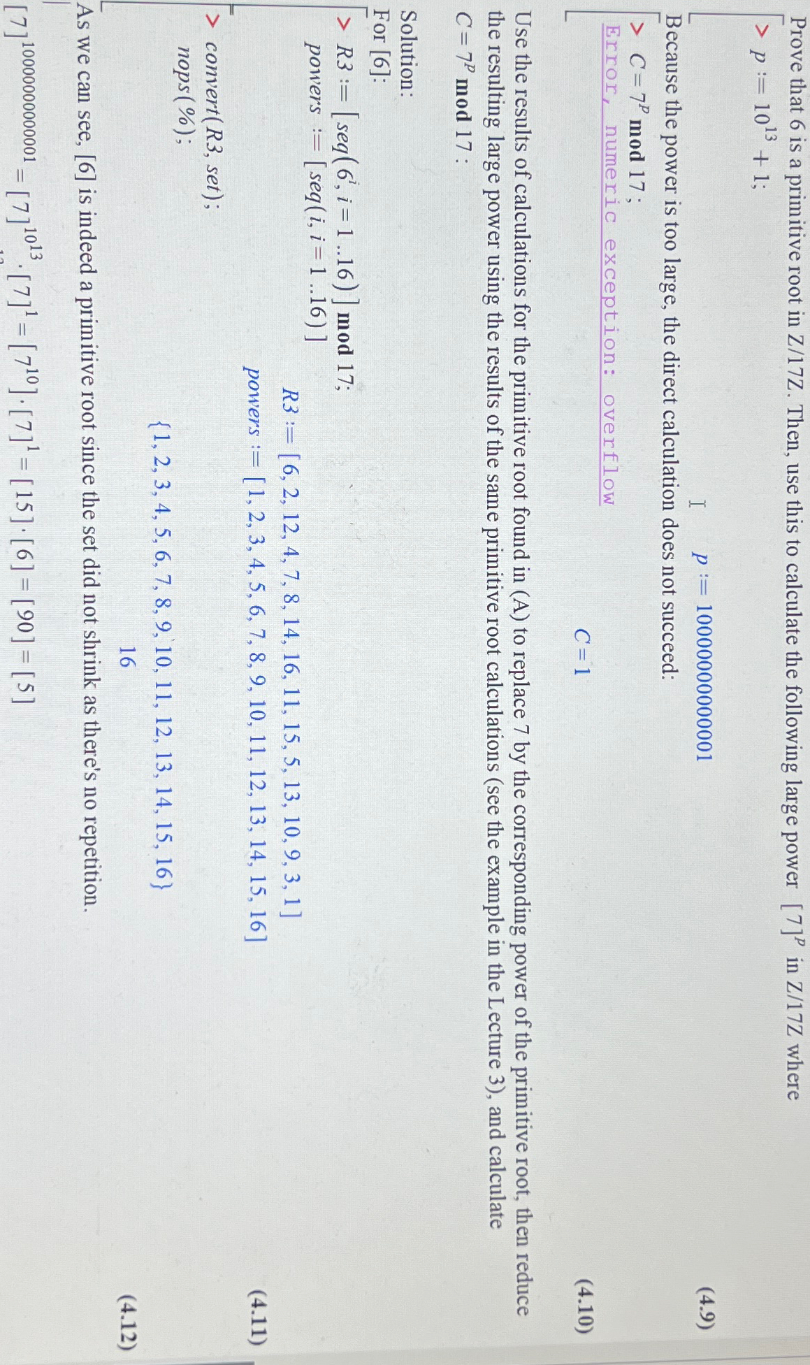 Solved Prove that 6 ﻿is a primitive root in Z17Z. ﻿Then, use | Chegg.com