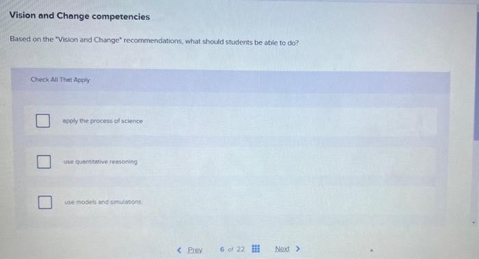 Solved Vision and Change competencies Based on the "Vision | Chegg.com