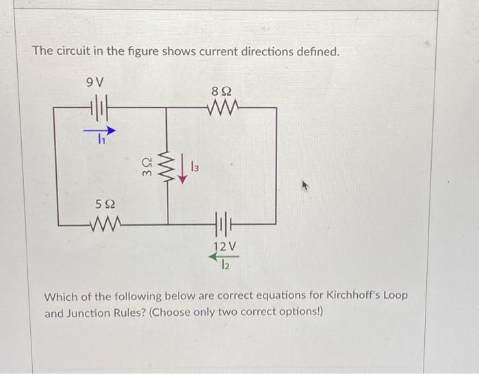 [Solved]: expression for loop and junctions. The circuit in