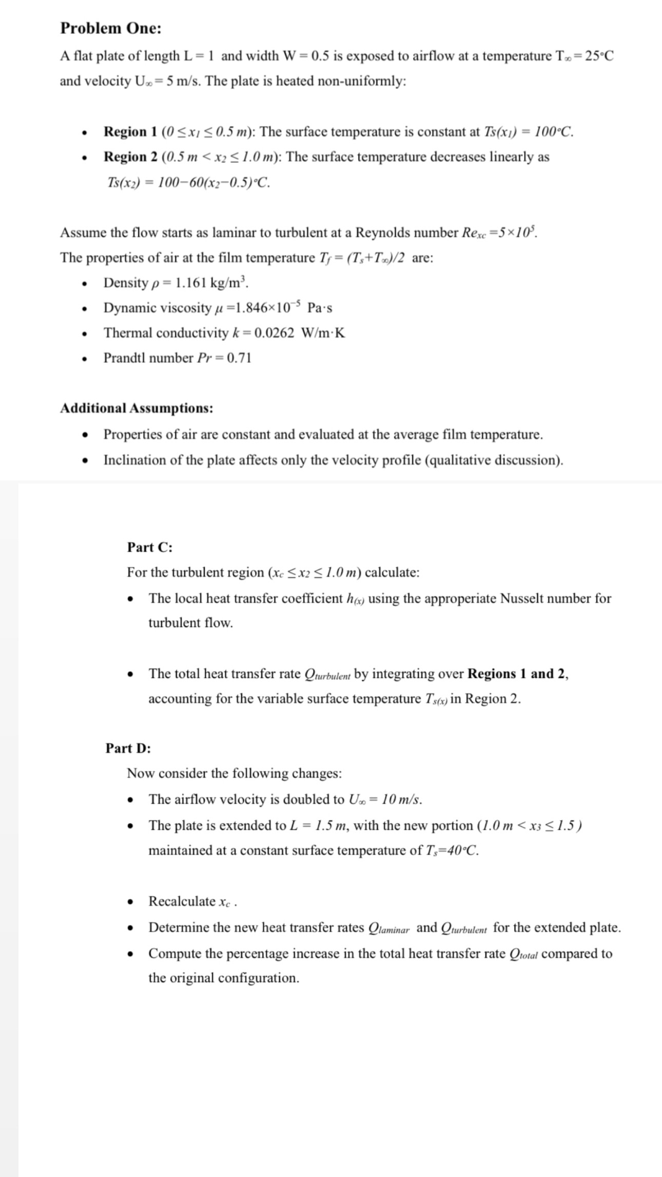 Solved Problem One:A flat plate of length L=1 ﻿and width | Chegg.com