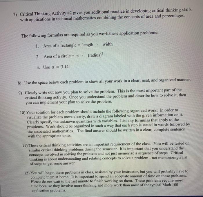 Solved Critical Thinking Activity \#2 gives you additional | Chegg.com