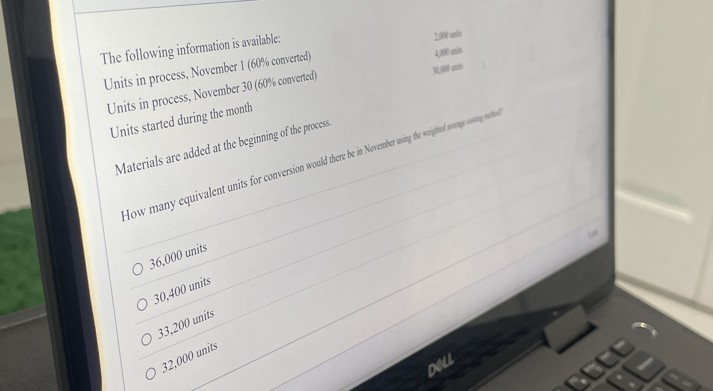 Solved The following information is available:Units in | Chegg.com
