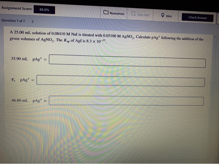 Solved Assignment Score: 84.6% Resources Ex Give Up? Hint | Chegg.com