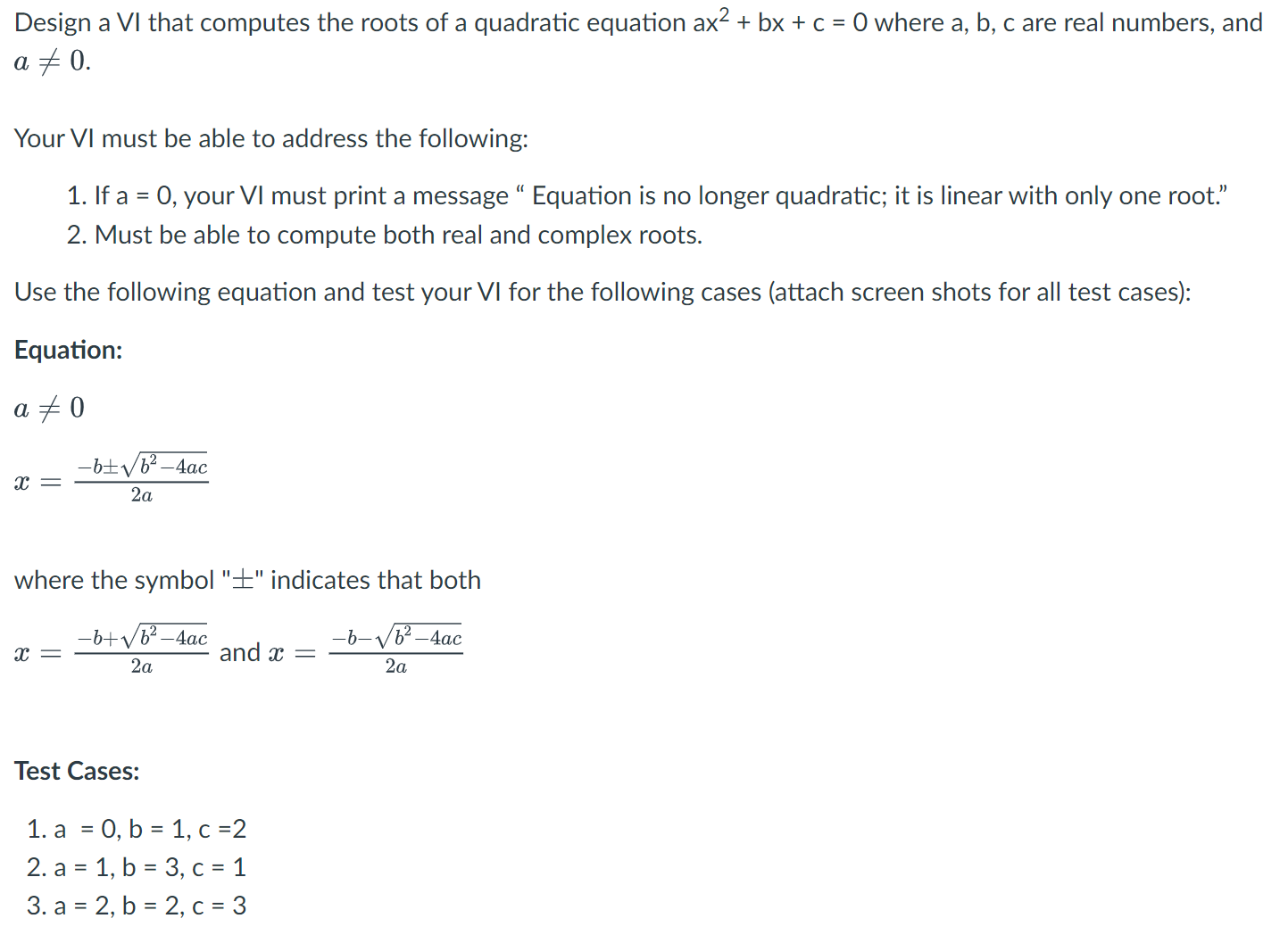 Solved Complete in LabVIEW, include screenshotsDesign a VI | Chegg.com