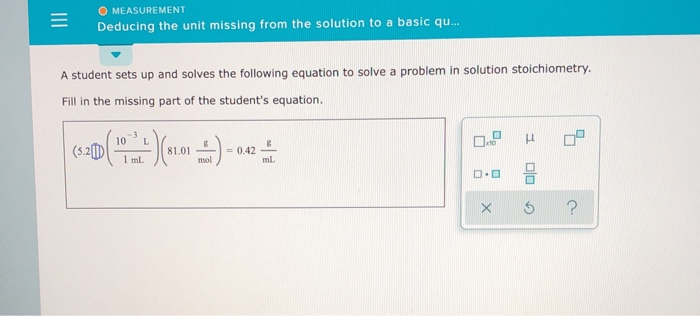 Solved O MEASUREMENT Deducing the unit missing from the | Chegg.com