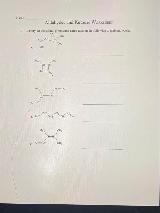 Solved Name: Aldehydes and Ketones WORKSHEET 1. Identify the | Chegg.com