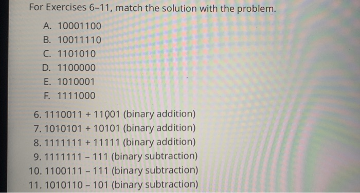 Solved For Exercises 6-11, match the solution with the | Chegg.com