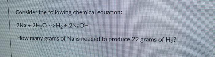 Solved Consider the following chemical equation: 2Na + 2H20 | Chegg.com