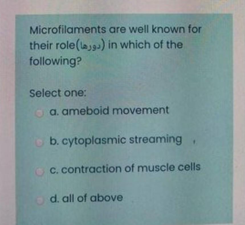Solved Microfilaments are well known for their role(Lajos) | Chegg.com