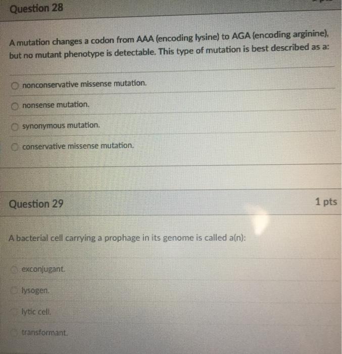 Solved Question 28 A mutation changes a codon from AAA | Chegg.com